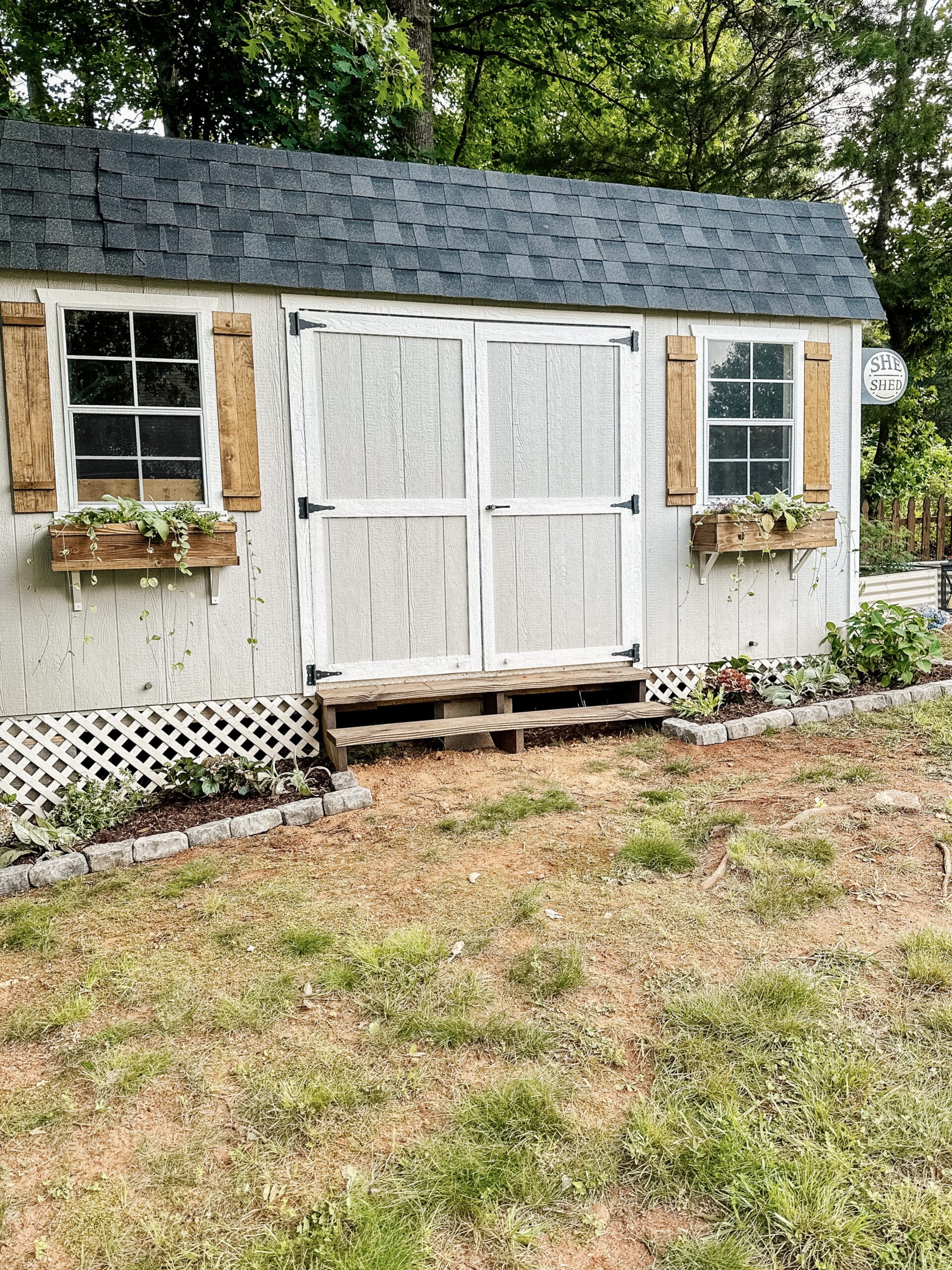 She Shed DIY Flower Boxes - Itty Bitty Farmhouse